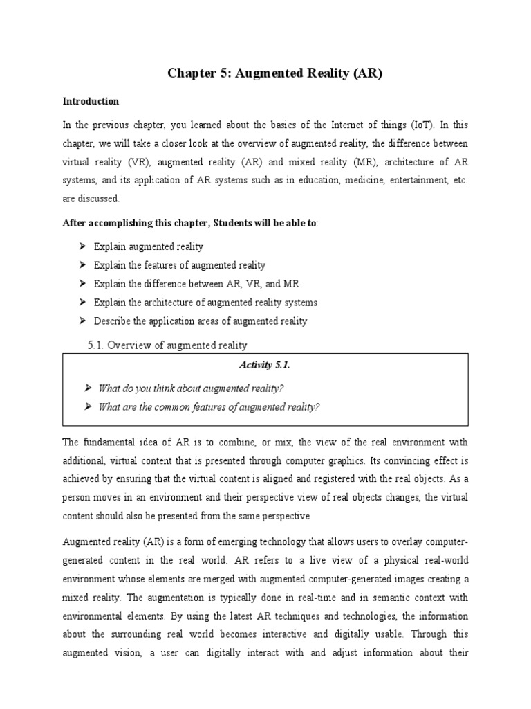 Chapter 5: Augmented Reality (AR) | PDF | Augmented Reality | Virtual ...