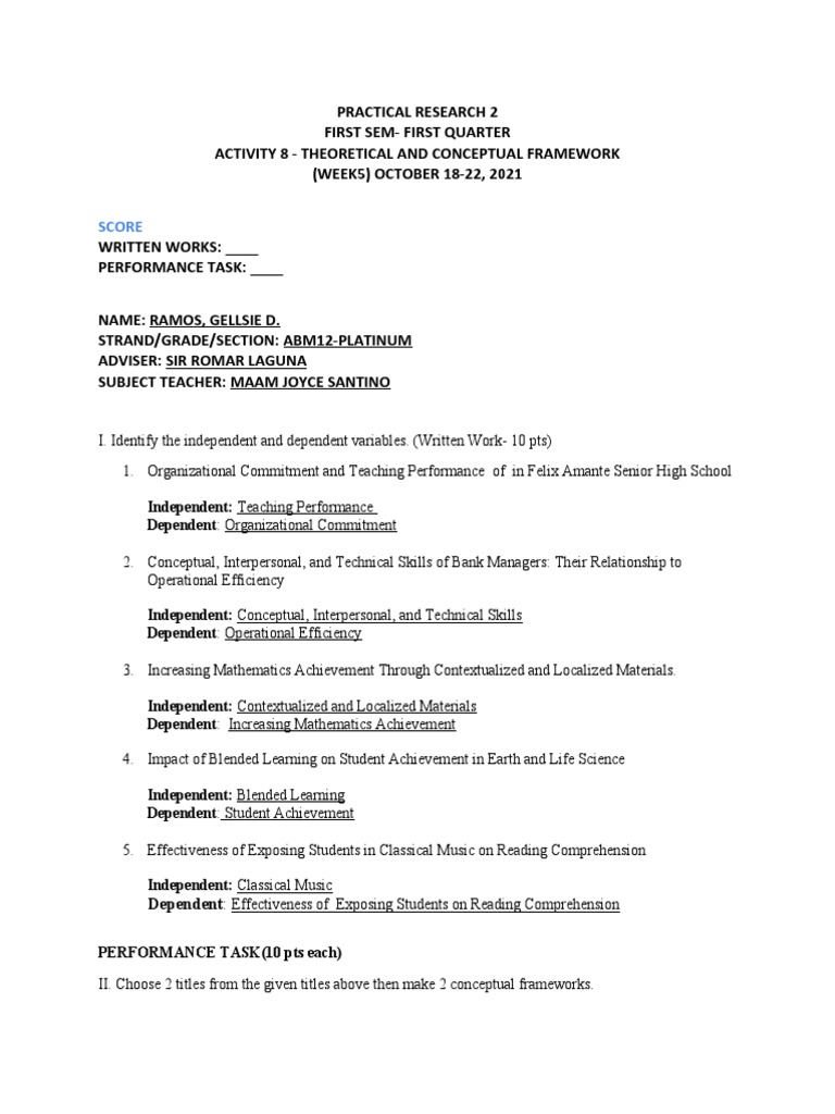 Activity 8 - Theoretical and Conceptual Framework | PDF | Reading ...
