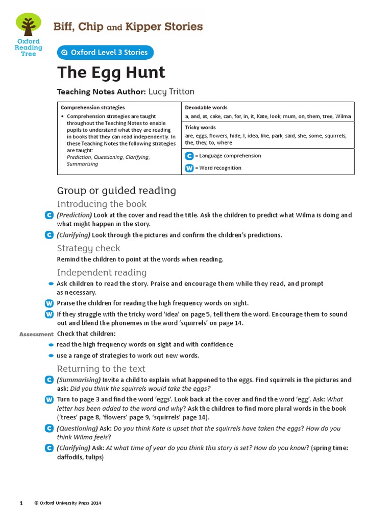 The Egg Hunt: Group or Guided Reading | PDF | Reading Comprehension ...