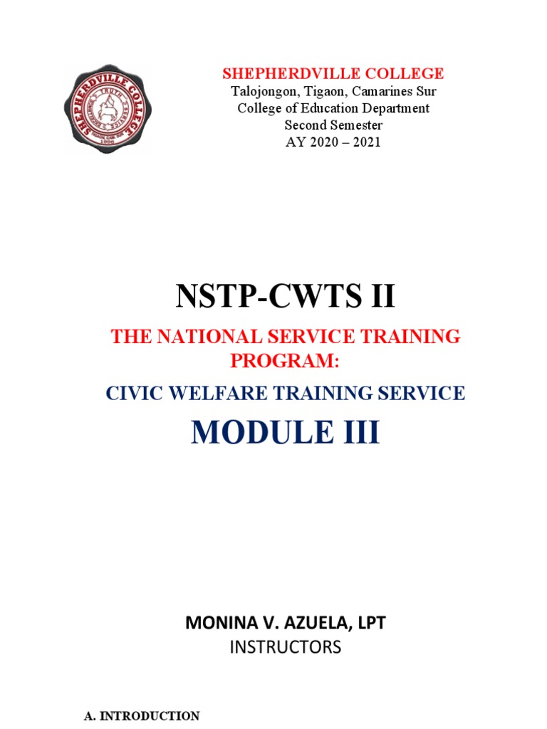 Nstp-Cwts Ii: The National Service Training Program | PDF | Community ...