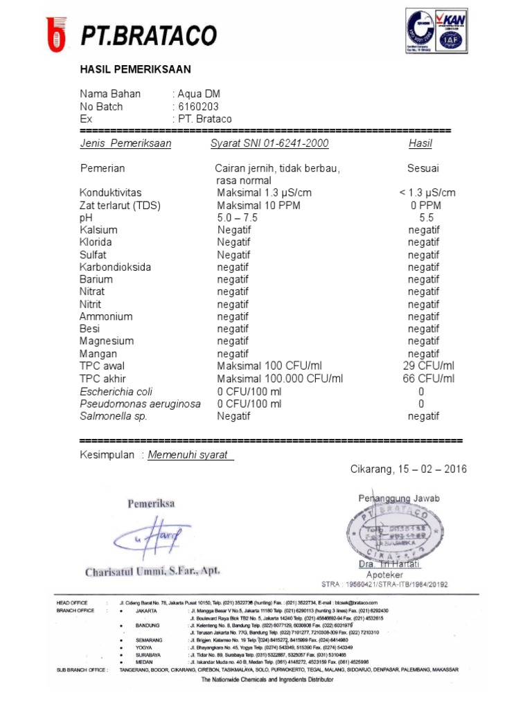 Résultats de l'analyse d'Aqua DM | PDF