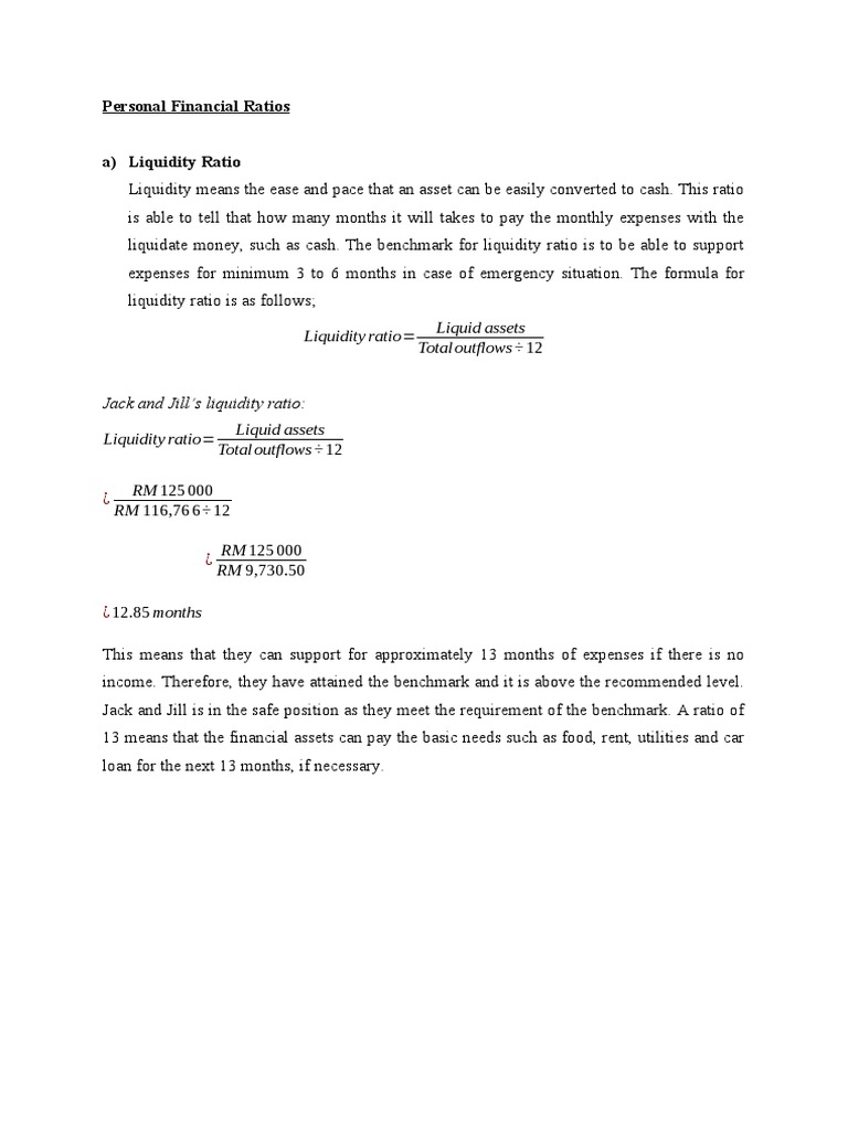 Personal Financial Ratios | PDF | Debt | Saving
