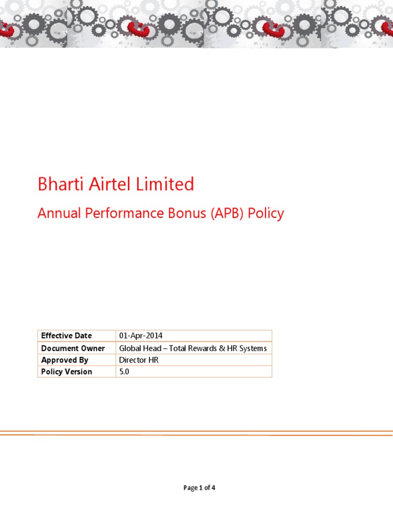 Annual Performance Bonus Policy | PDF | Pro Rata | Employment