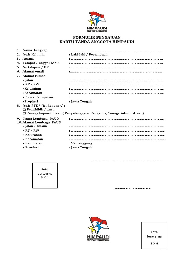 Formulir Kta Fix | PDF