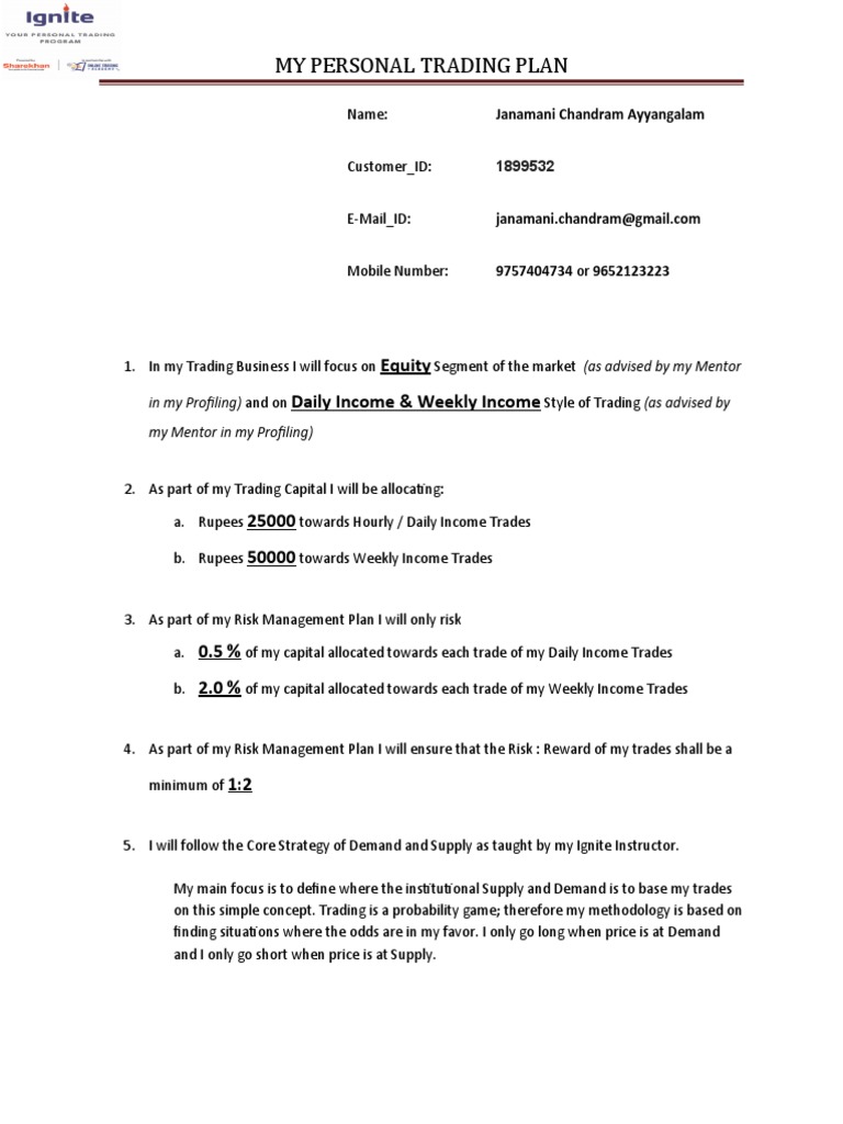 My Personal Trading Plan: Equity Daily Income & Weekly Income ...