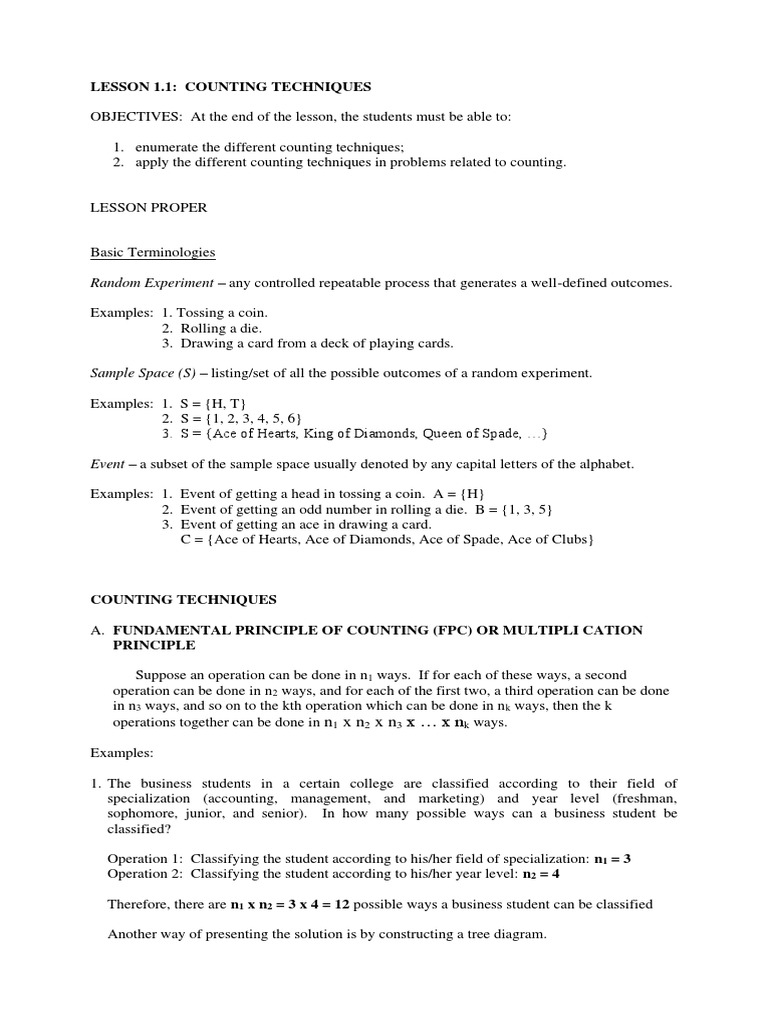Counting Techniques: Fundamental Principles of Counting and Permutations | PDF | Mathematics