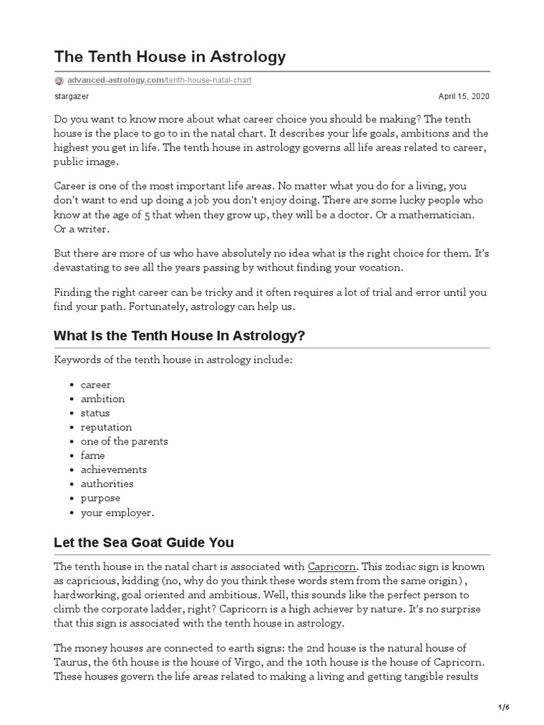 Understanding the Tenth House in Astrology | PDF | Horoscope | Planets ...