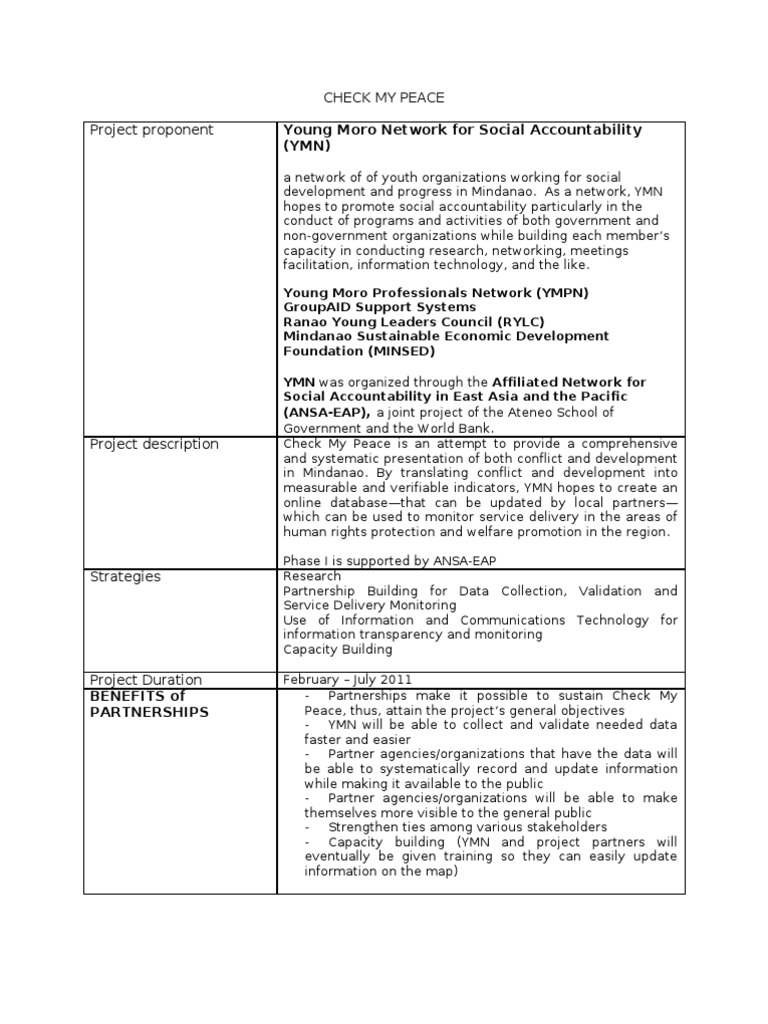 Check My Peace Info | PDF | Economic Development | Capacity Building