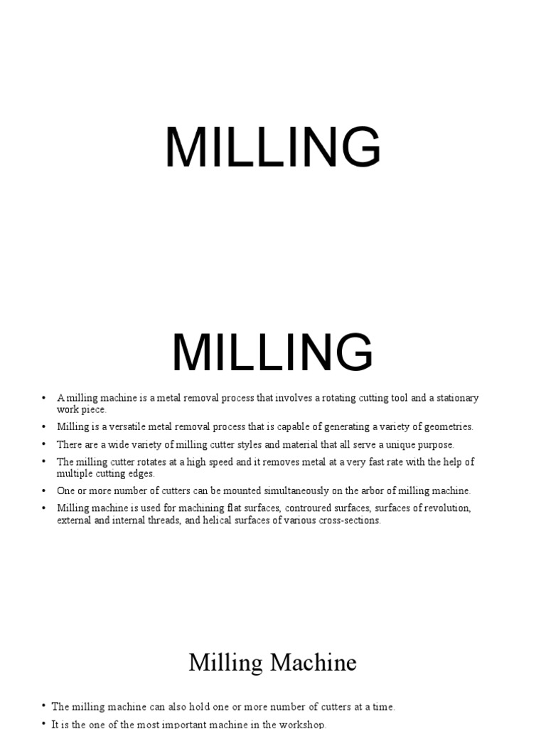 Overview of Milling Machines and Types | PDF | Mechanical Engineering ...
