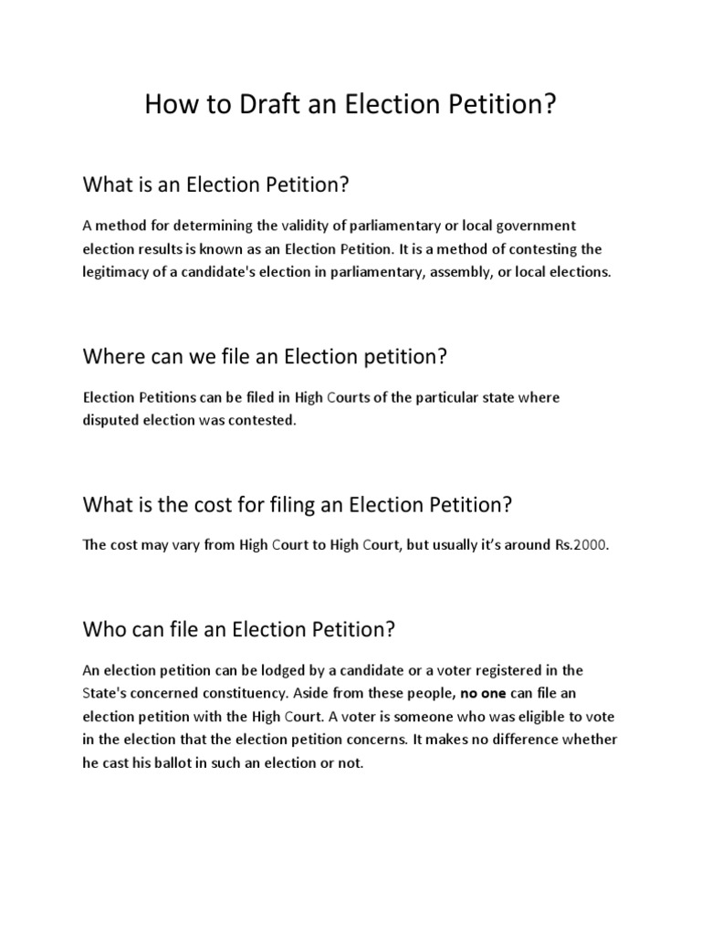 How To Draft An Election Petition | PDF | Law