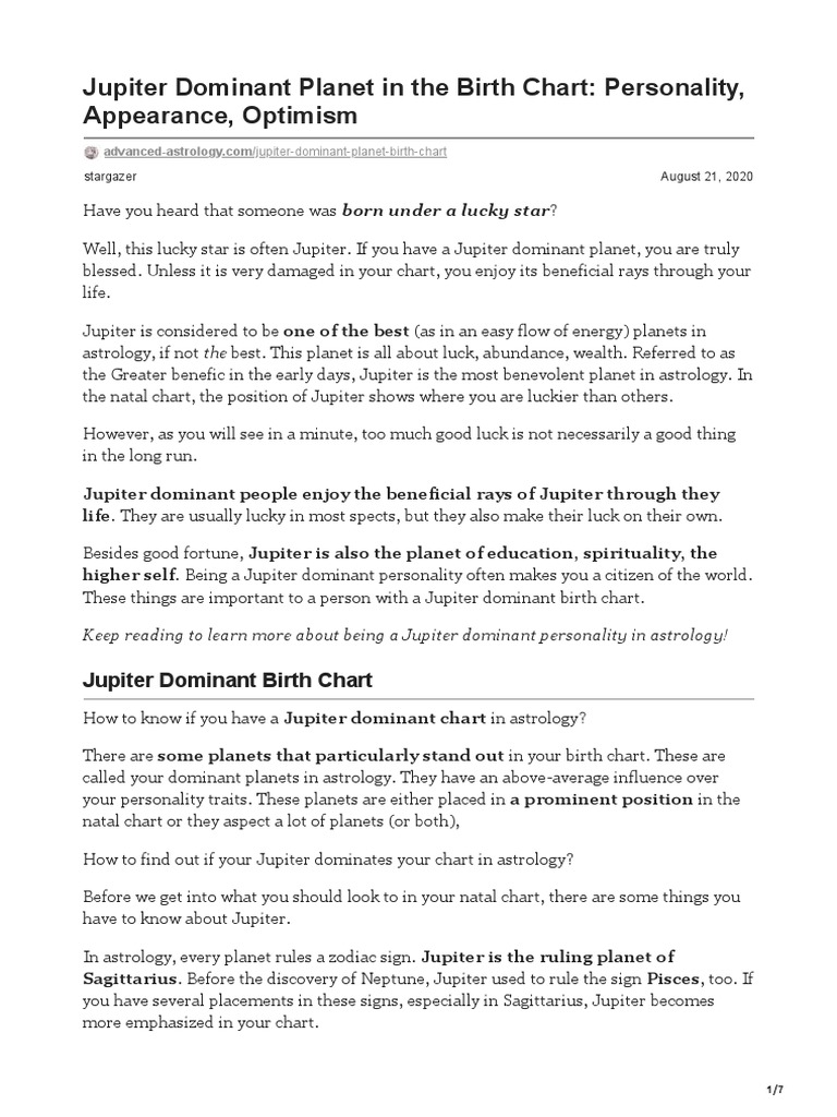 Jupiter Dominant Personality Traits | PDF | Horoscope | Planets In ...