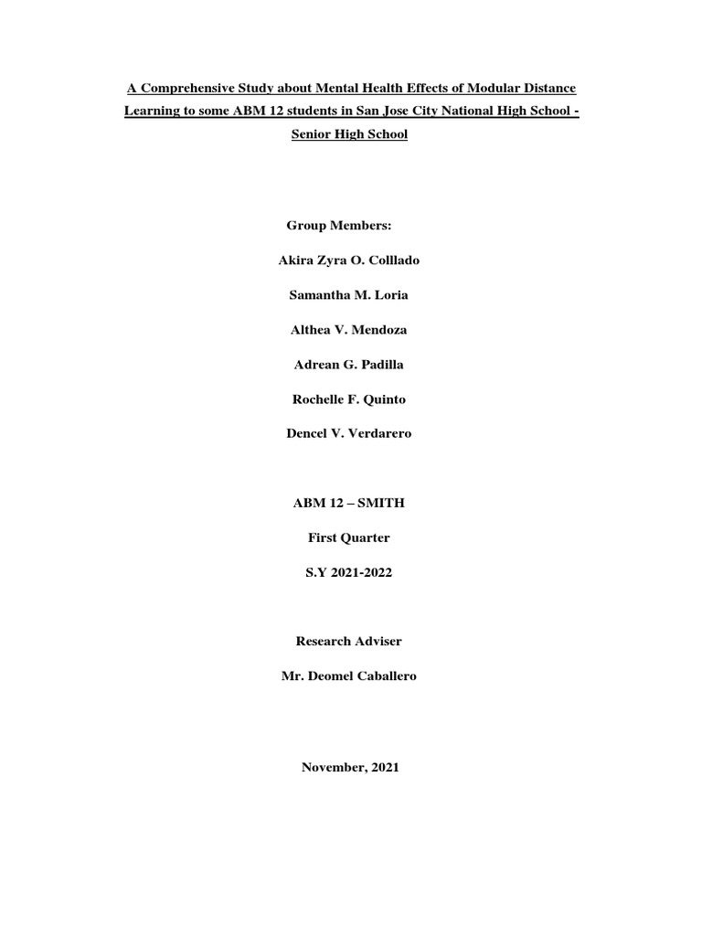 Chapter 1 Research Paper | Download Free PDF | Learning | Distance ...