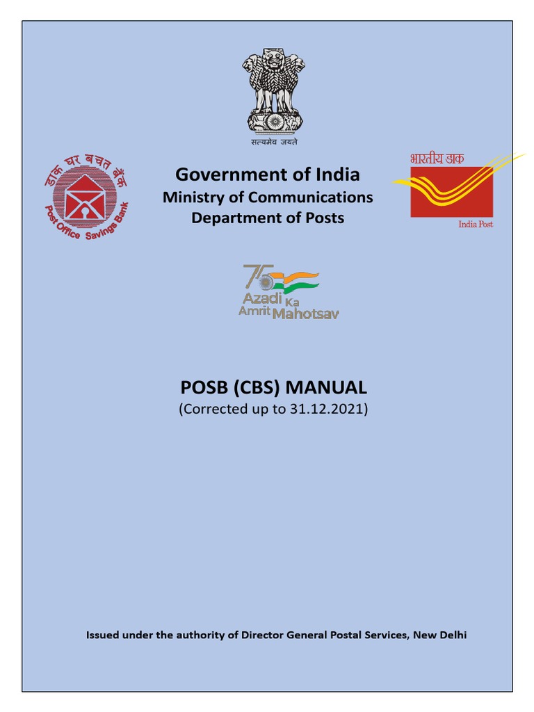 Procedural Guidelines for Post Office Savings Bank Operations ...