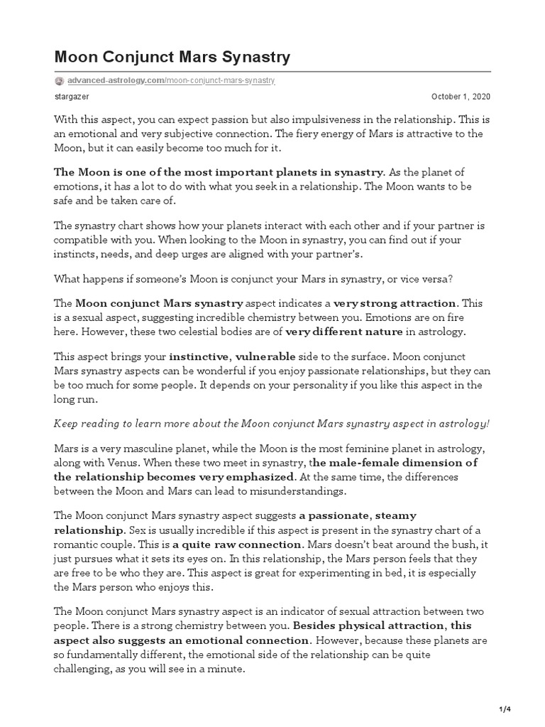 Moon Conjunct Mars Synastry | PDF | Planets In Astrology | Astrological ...