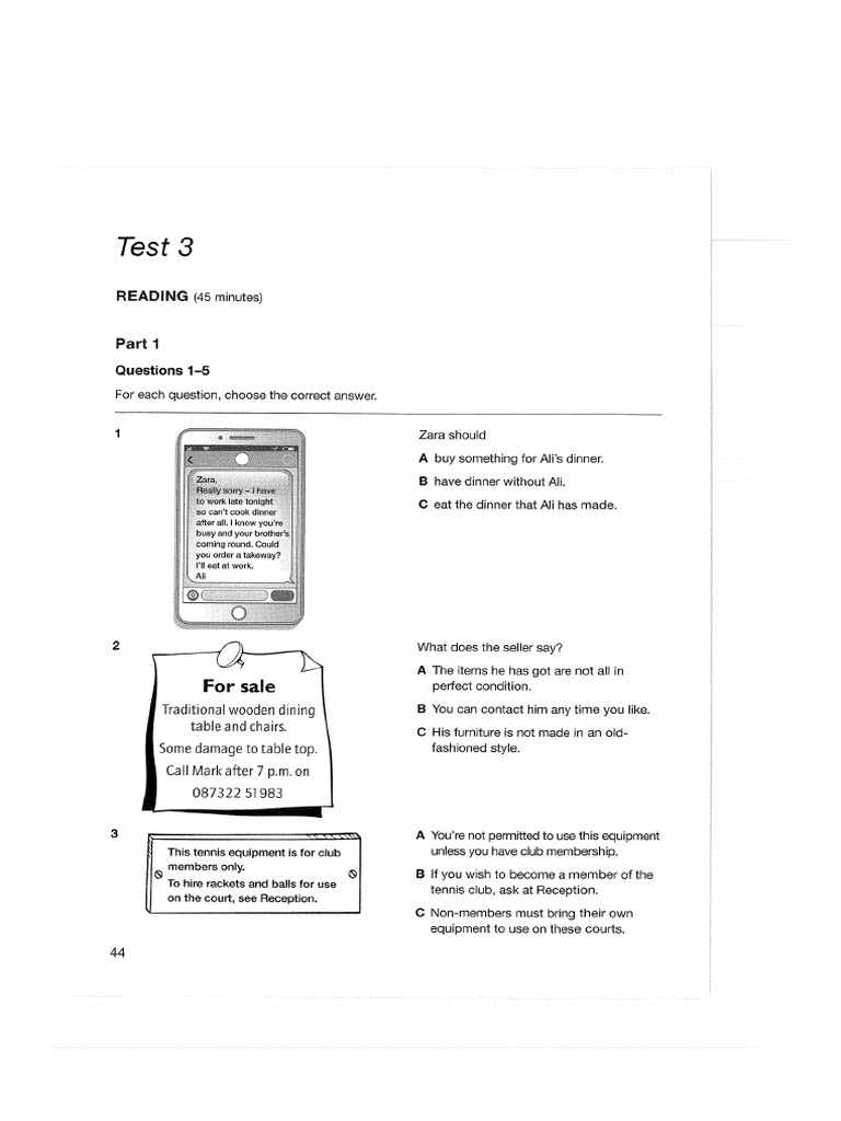B1 Preliminary 1 Authentic Practice - Test 3 | PDF