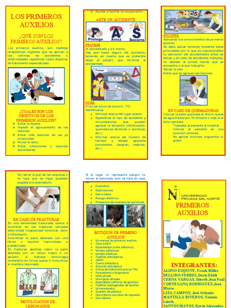 Triptico Primeros Auxilios | PDF | Primeros auxilios | Medicina CLINICA