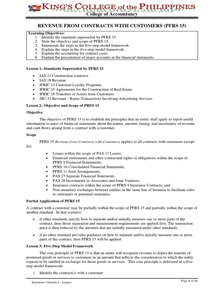 4 Revenue From Contracts With Customers (PFRS 15) | PDF | Prices ...