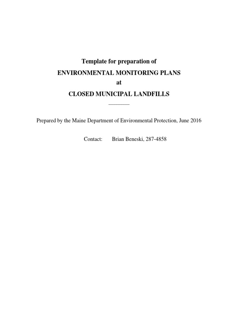Template Environmental Monitoring Plan 06152016 | PDF