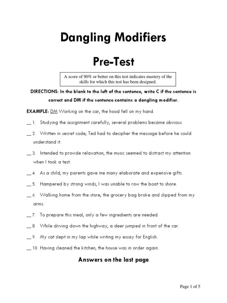 Dangling Modifiers | PDF