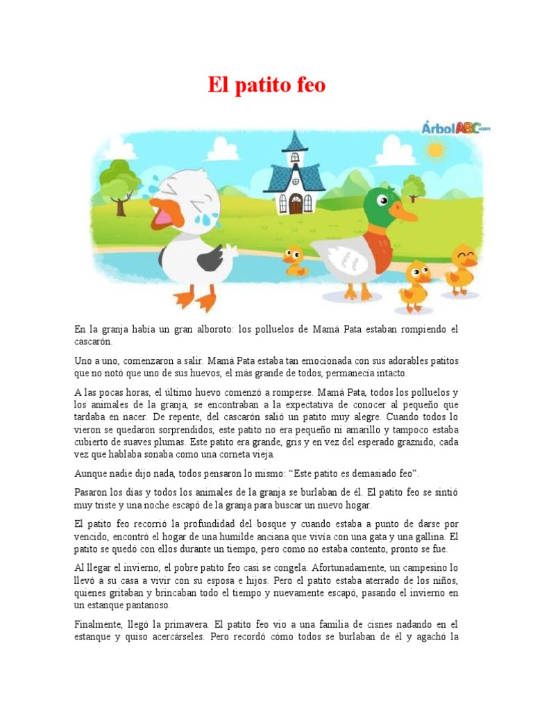 El Patito Feo Actividad Complementaria SEGUNDO 10 de Agosto | PDF