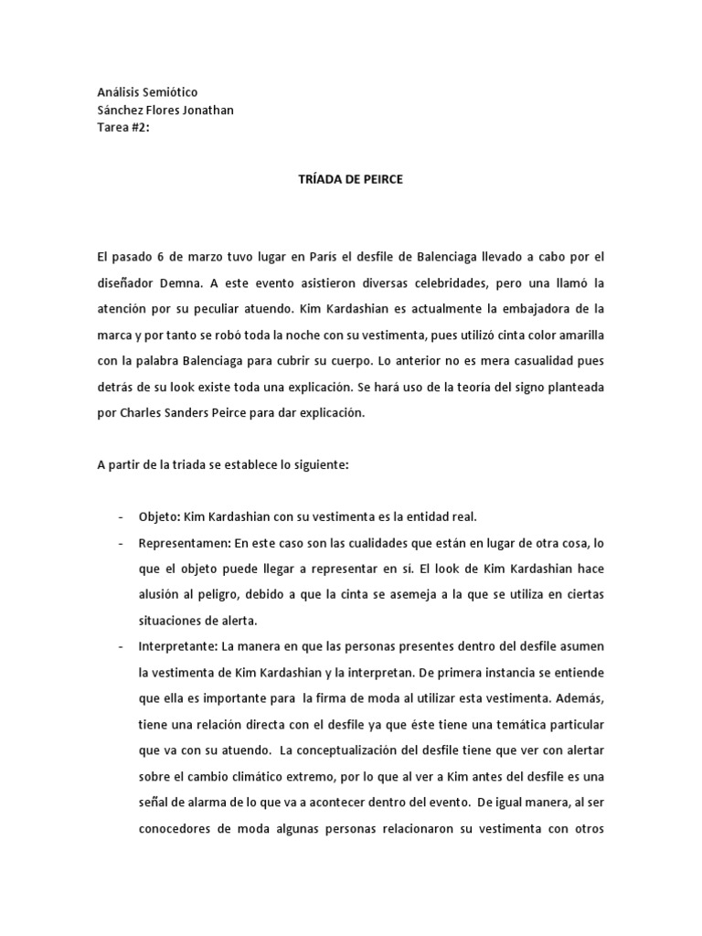 Triada de Peirce - Sánchez Flores Jonathan | PDF