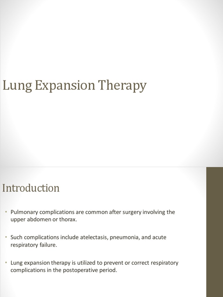 Lung Expansion Therapy | PDF | Lung | Medical Specialties