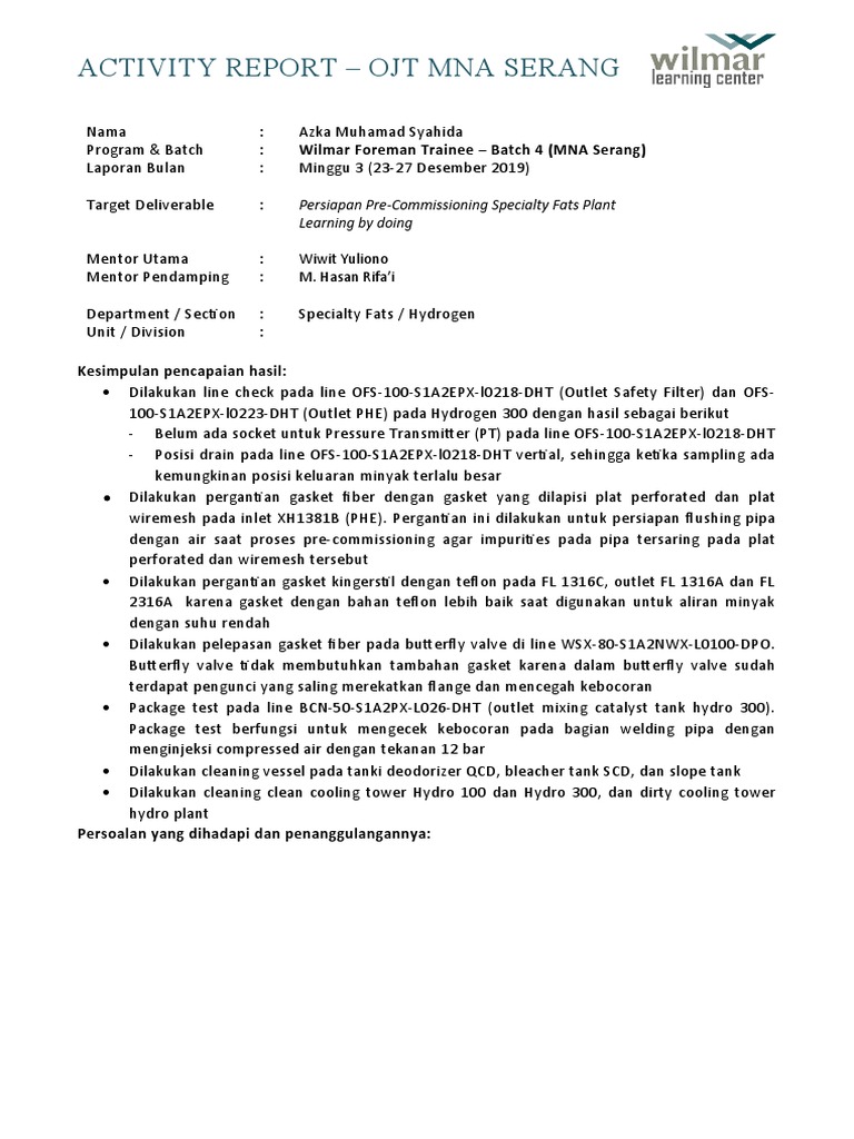 Activity Report Week 3 Azka Muhamad Syahida | PDF