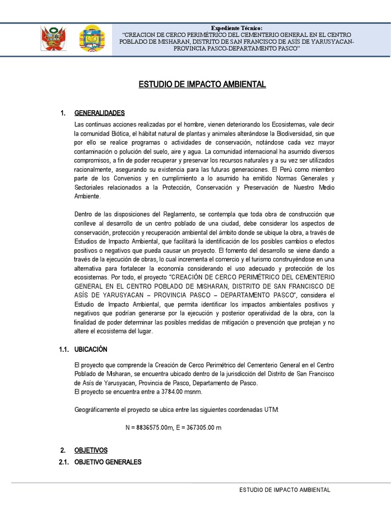 Estudio de Impacto Ambiental en Misharan | PDF | Evaluación de impacto ...