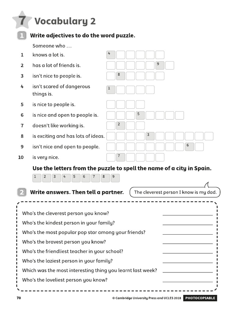 Life Adventures 3 - Vocabulary Worksheet - Unit 7 - 2 | PDF