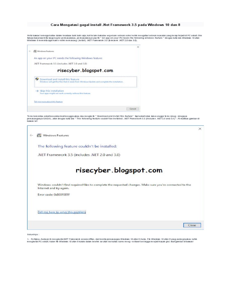 Cara Mengatasi Gagal Install .Net Framework | PDF