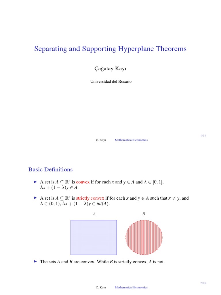 Separating and Supporting Hyperplane Theorems: Ça Gatay Kayı | PDF ...