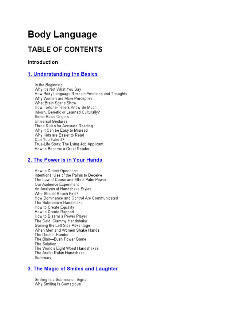 Body Language: 1. Understanding The Basics | PDF | Body Language | Laughter