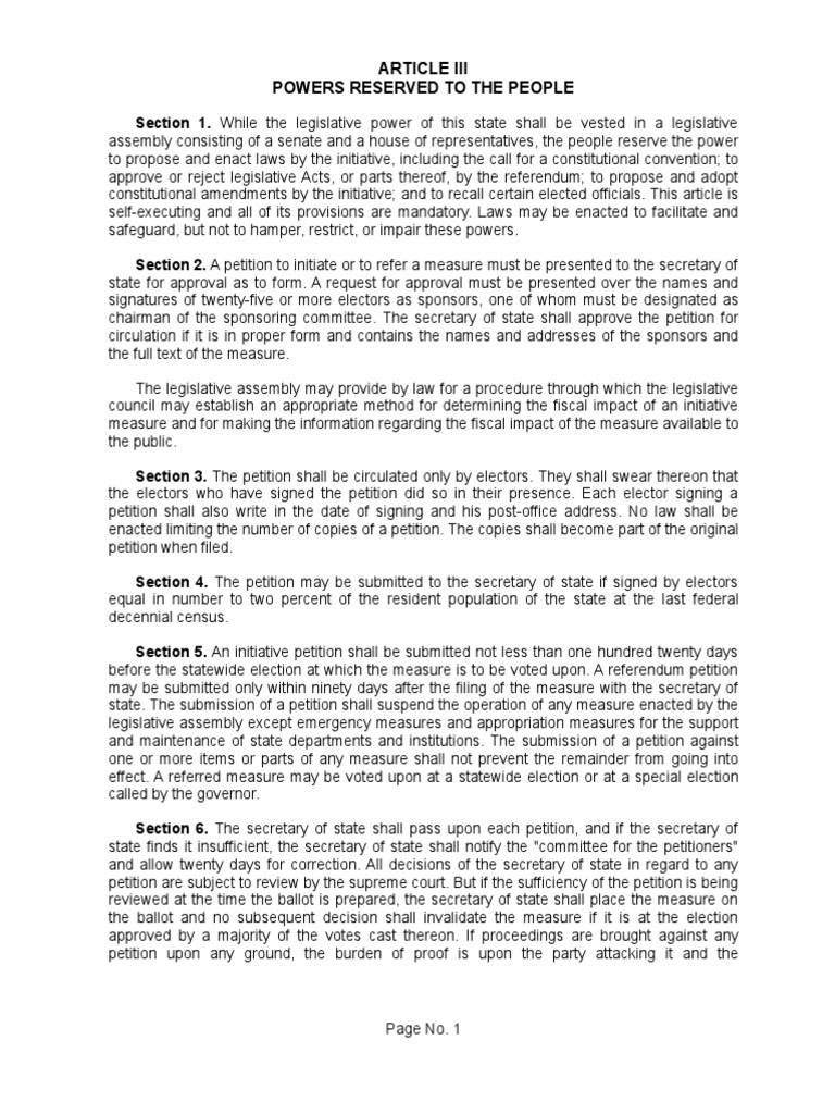 North Dakota Constitution Article III | PDF