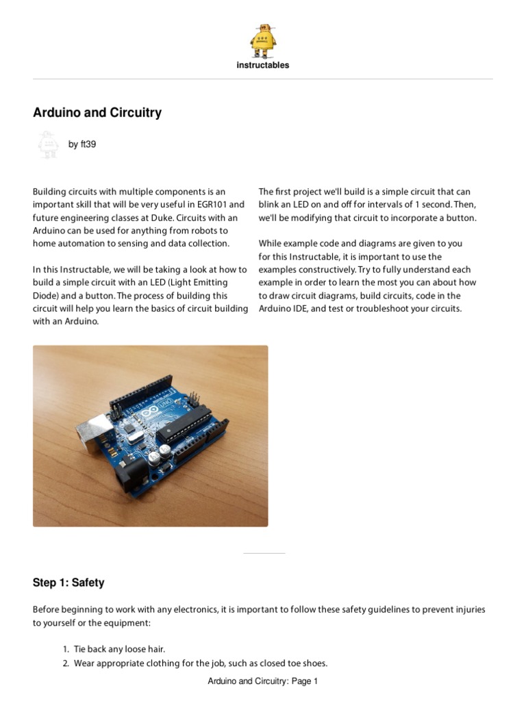Arduino and Circuitry: Step 1: Safety | Download Free PDF | Electronic Circuits | Arduino