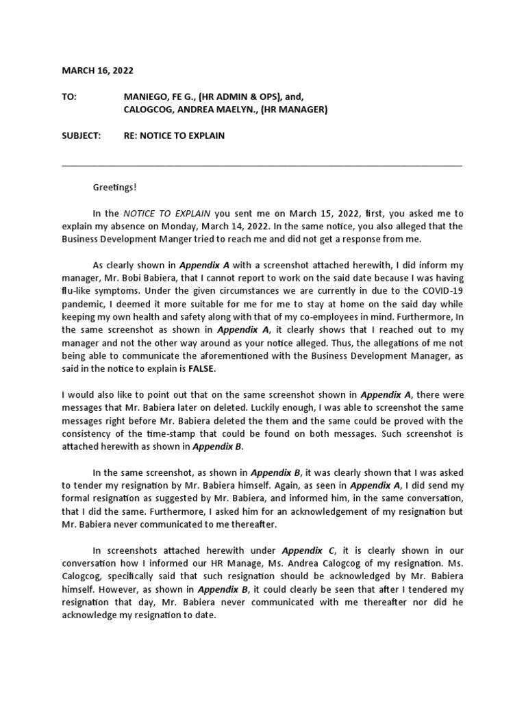 Re Notice To Explain | PDF | Employment | Justice