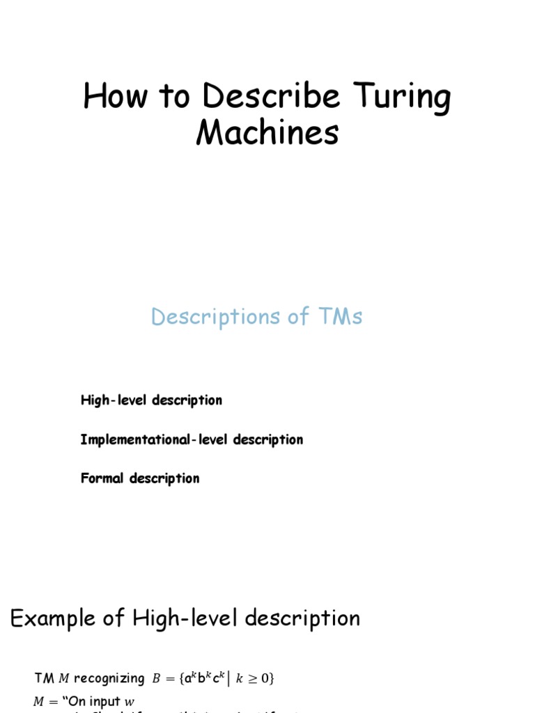 Description of Turing Machine | PDF