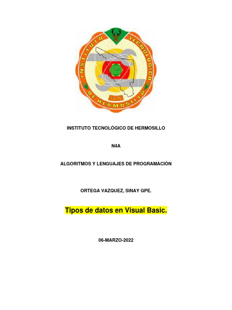 Tipos De Datos En Visual Basic Pdf Tipo De Datos Básico 6157