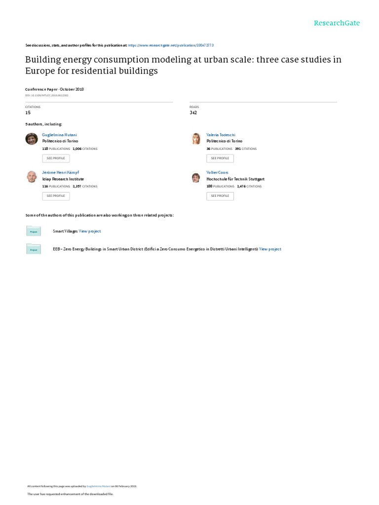 Building Energy Consumption Modeling at Urban Scale: Three Case Studies ...