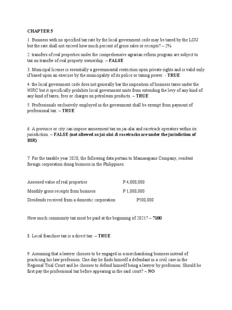 Answer Key Quizzes (5,6,7,8,9) | PDF | Taxes | Taxpayer