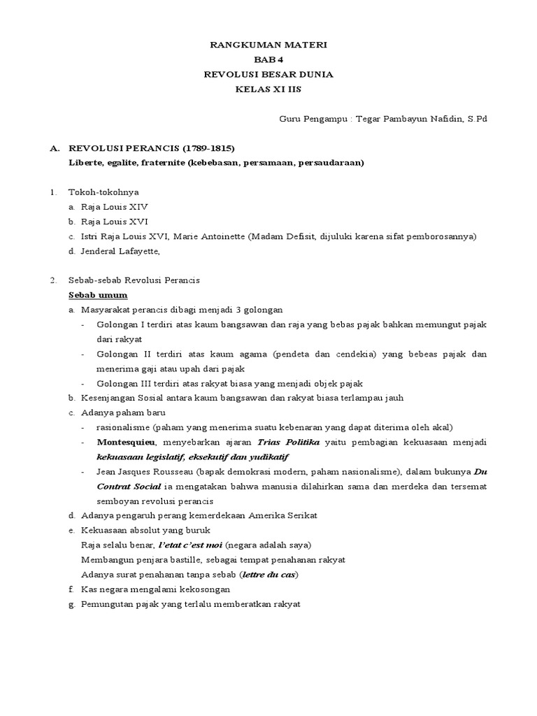 Rangkuman Materi Semester 1 Bab 4 Sejarah Peminatan Revolusi Besar ... Rangkuman Materi Semester 1 Bab 4 Sejarah Peminatan Revolusi Besar ...