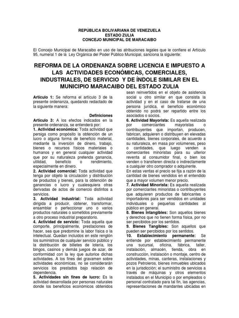 Ordenanza Actividades Economicas 2022 | PDF | Impuestos | Contribuyente