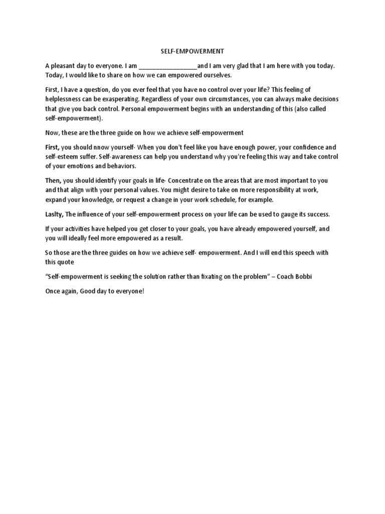 Self Empowerment Script | PDF