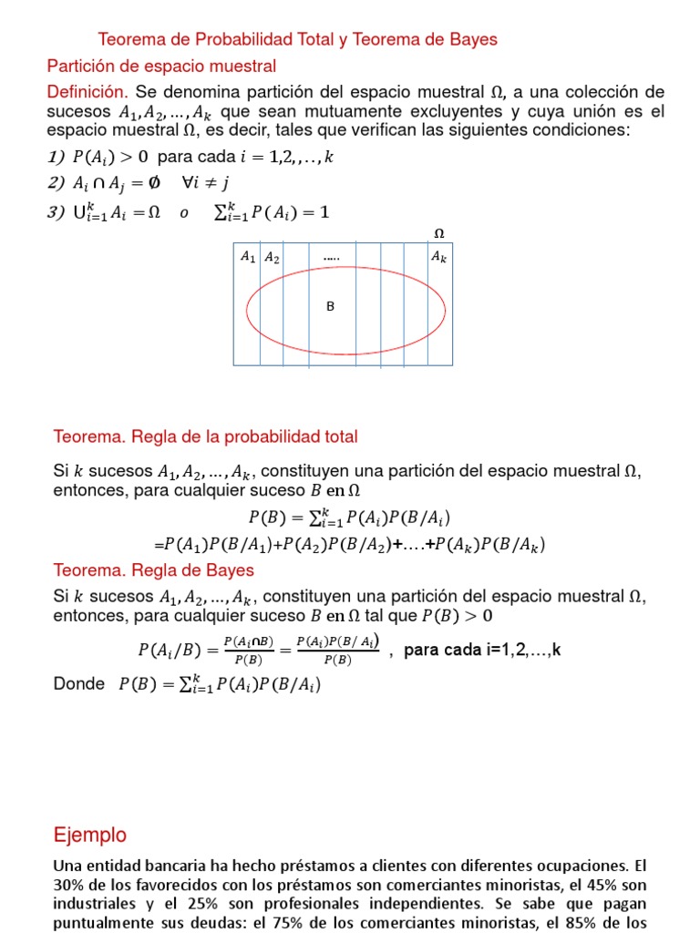 Teorema de Probabilidad Total y Teorema de Bayes113PDF | PDF | Variable aleatoria | Distribución ...