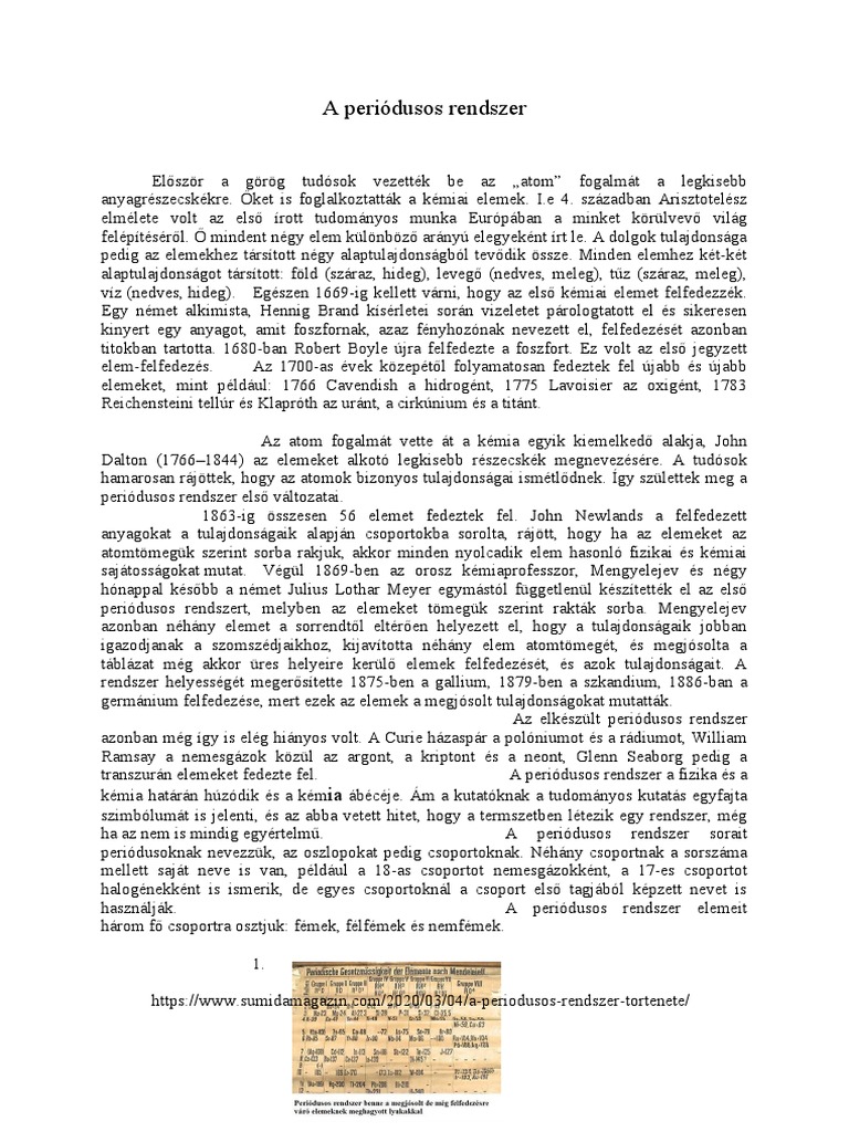 A Periódusos Rendszer | PDF