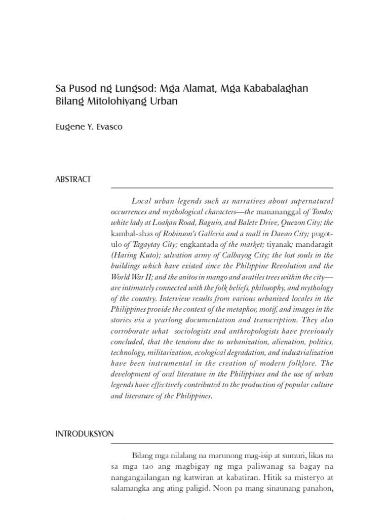 Filipino Urban Legends | PDF