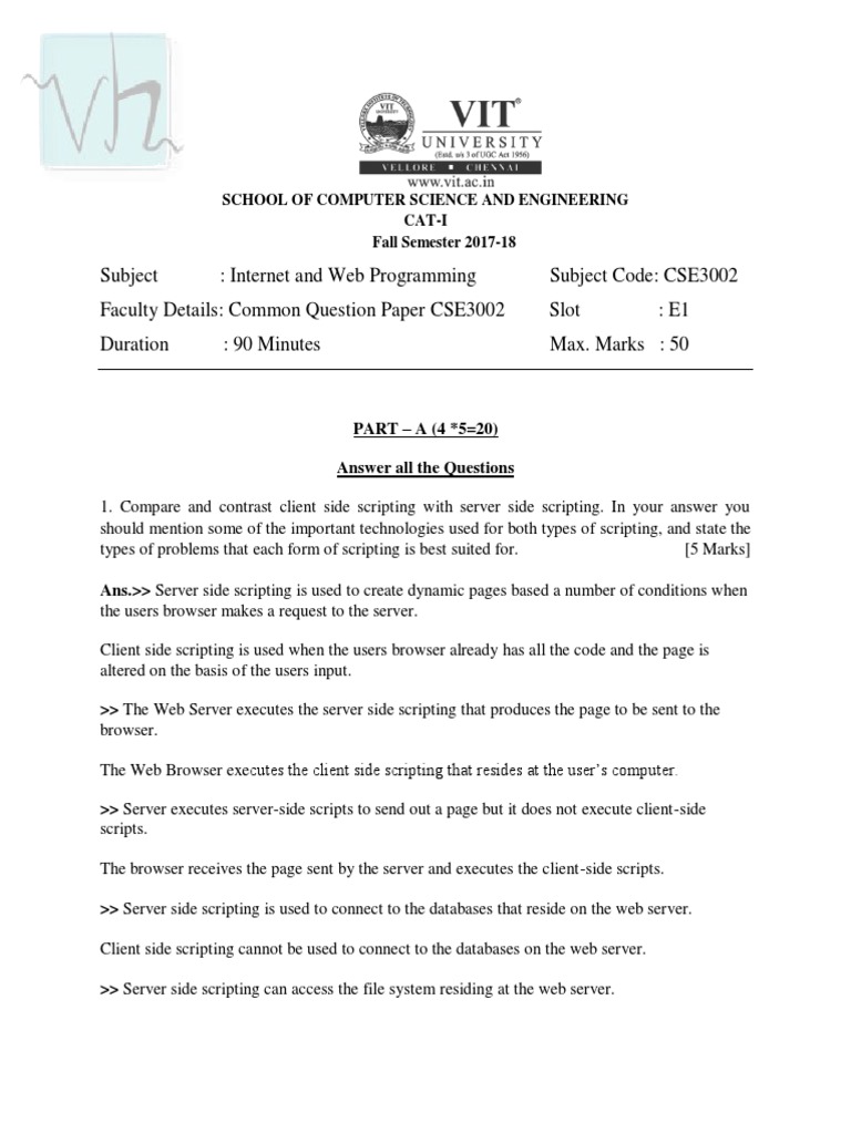 Internet and Web Programing Cse3002 E1 | PDF | Dynamic Web Page | Internet & Web