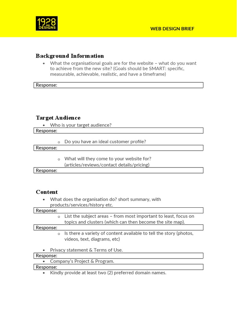 Website Design Brief | PDF | Search Engine Optimization | Websites