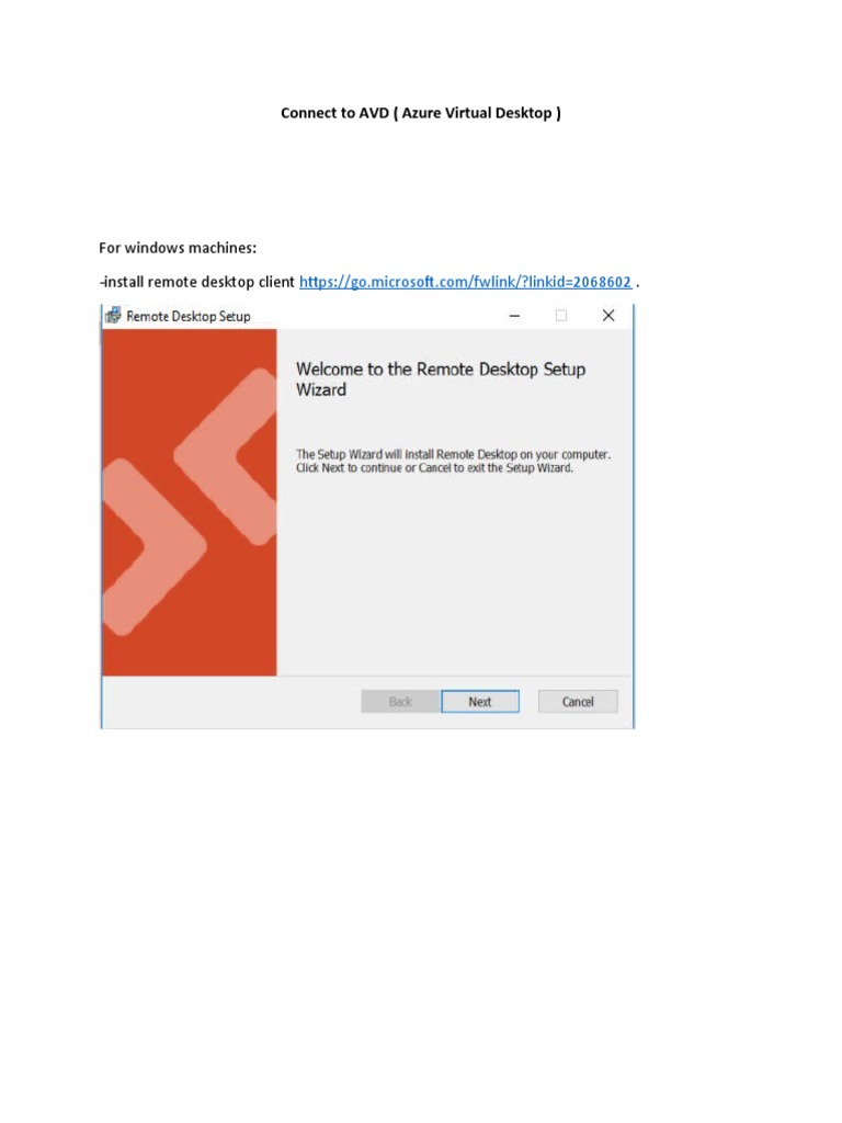 For Windows Machines: - Install Remote Desktop Client .: Connect To AVD ...