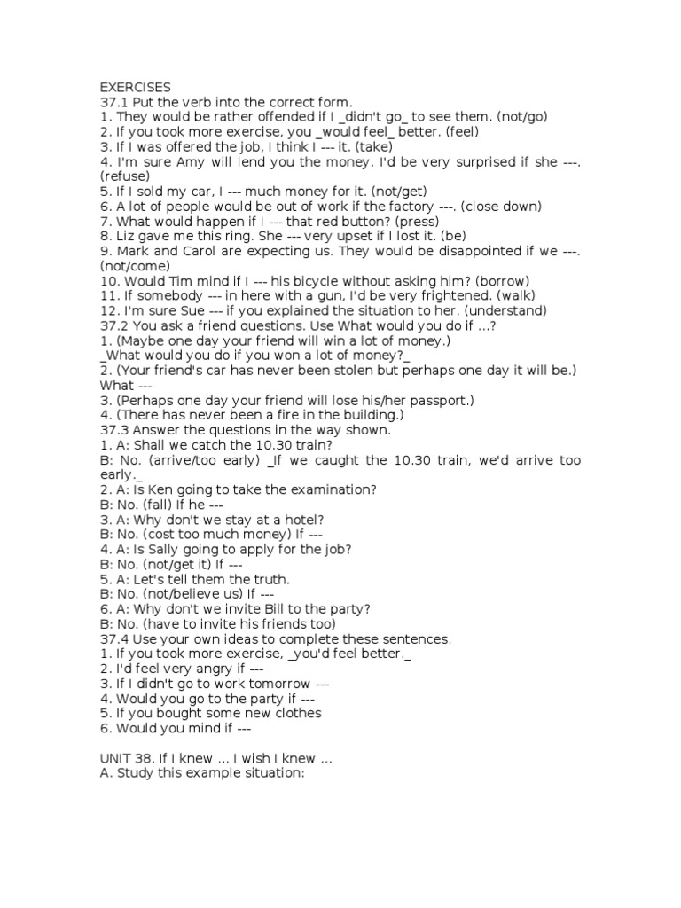 English Conditional Exercises | PDF