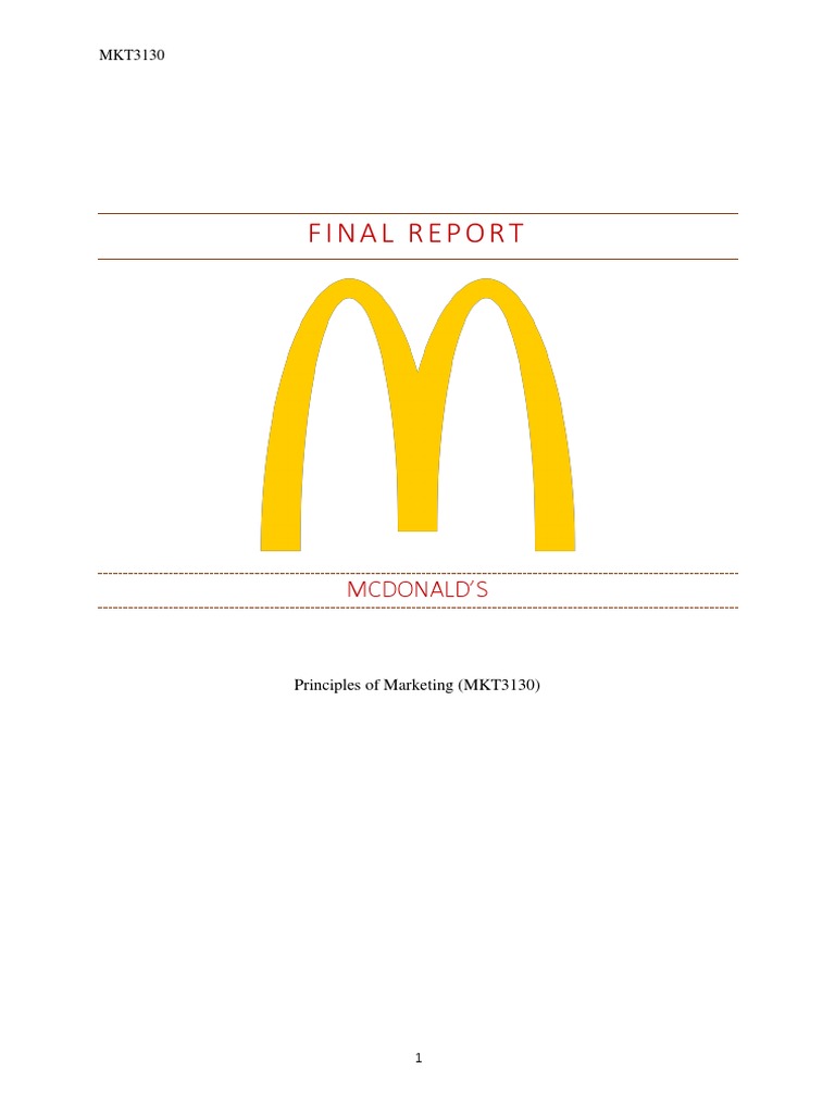 Final Report On McDonald's | PDF | Mc Donald's | Fast Food Restaurants